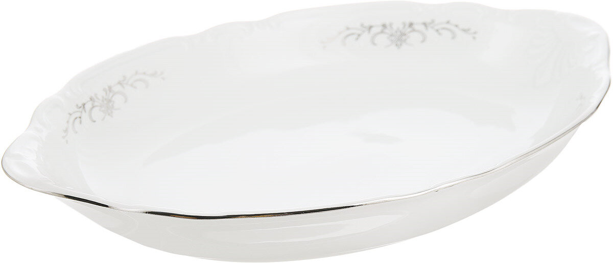 Блюдо для хлеба 33 см; "Constance", декор "Серый орнамент, отводка платина", Thun/ БТФ0766