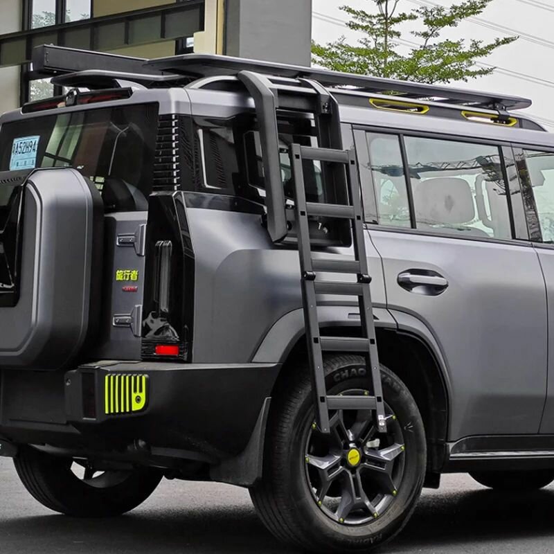 Лестница на крышу, для Chery Jetour Travel T2, складная, алюминий, АБС-пластик, черная