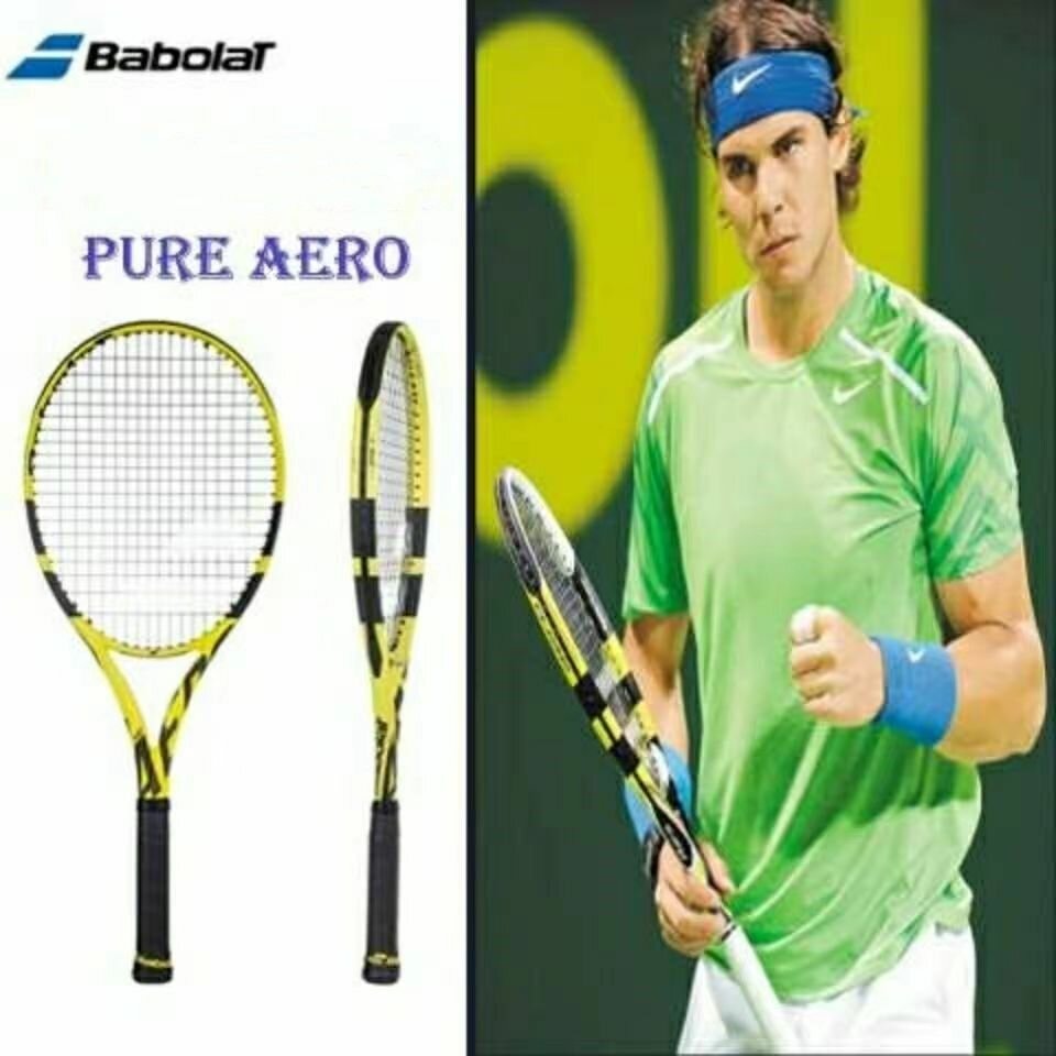 Теннисная ракетка, серия BABOLAT/PA, 100% карбон, ручка № 2, вес пустой ракетки 300 грамм, шнурок закреплен