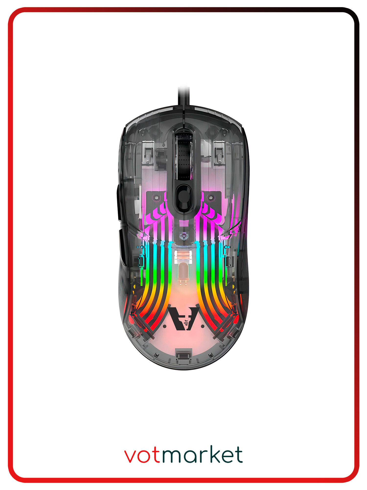 Игровая мышь компьютерная проводная VOROTEX DIAMOND, прозрачный корпус