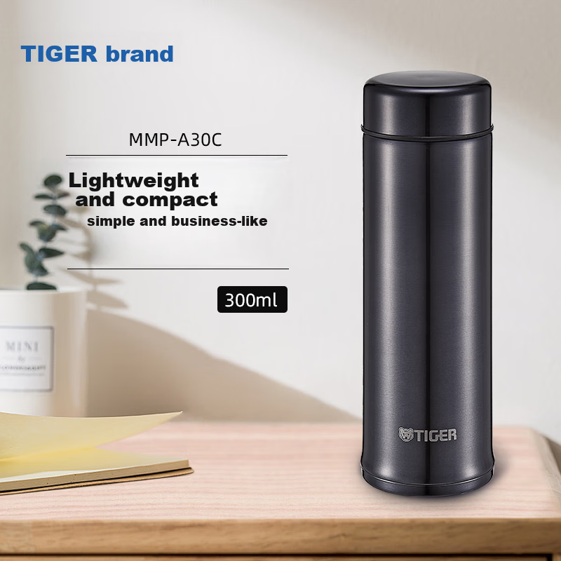 TIGER Lightweight Portable Business Insulated Water Bottle MMP-A30C Dark Gray 300ML