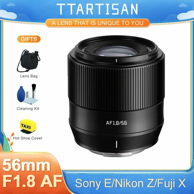 TTArtisan 56 мм F1.8 объектив для Fuji X Sony E Nikon Z Official Bundle, Сони, Black