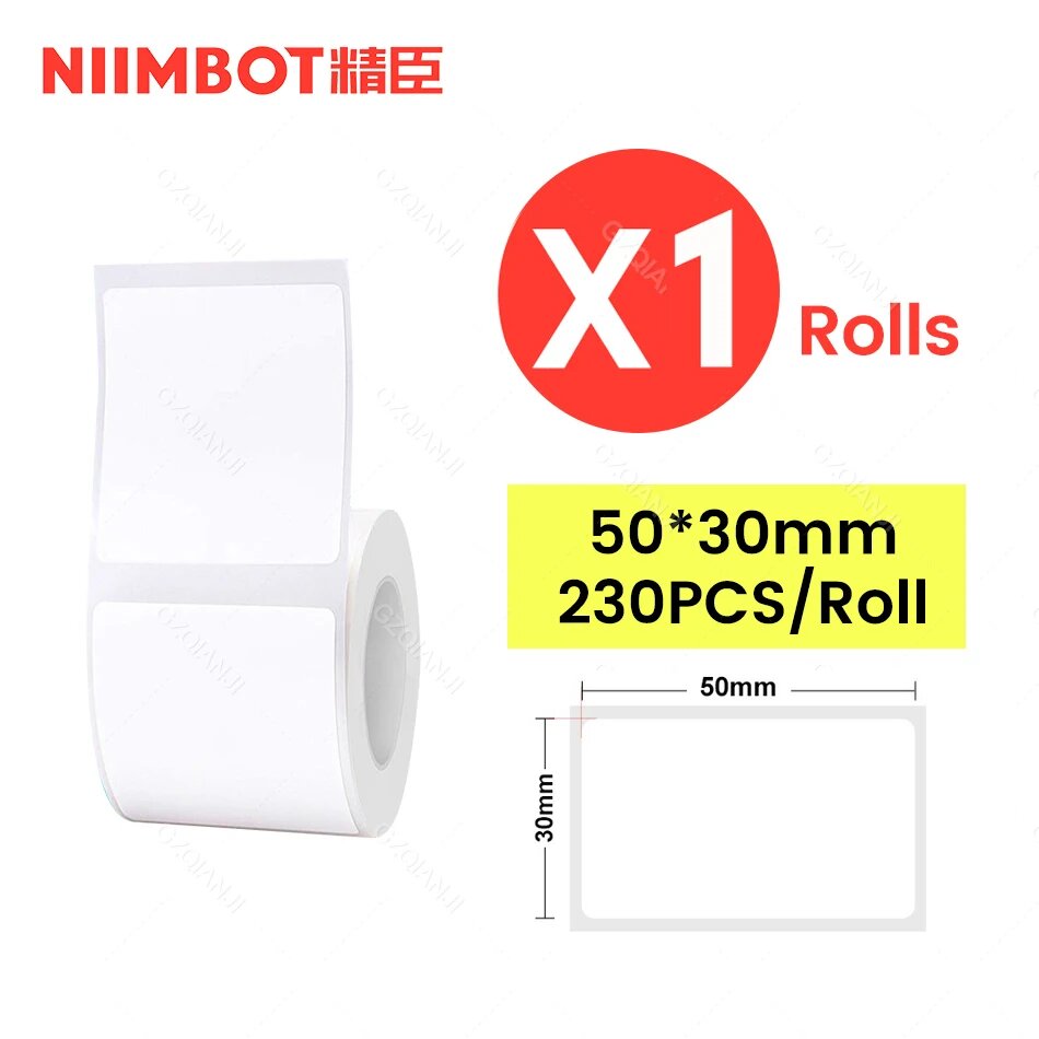 Принтер для этикеток Niimbot, белая бумажная наклейка B1 B21 B203, лента для этикеток 30x20 мм, 50x80 мм, больший размер B3S для этикеток NIIMBOT