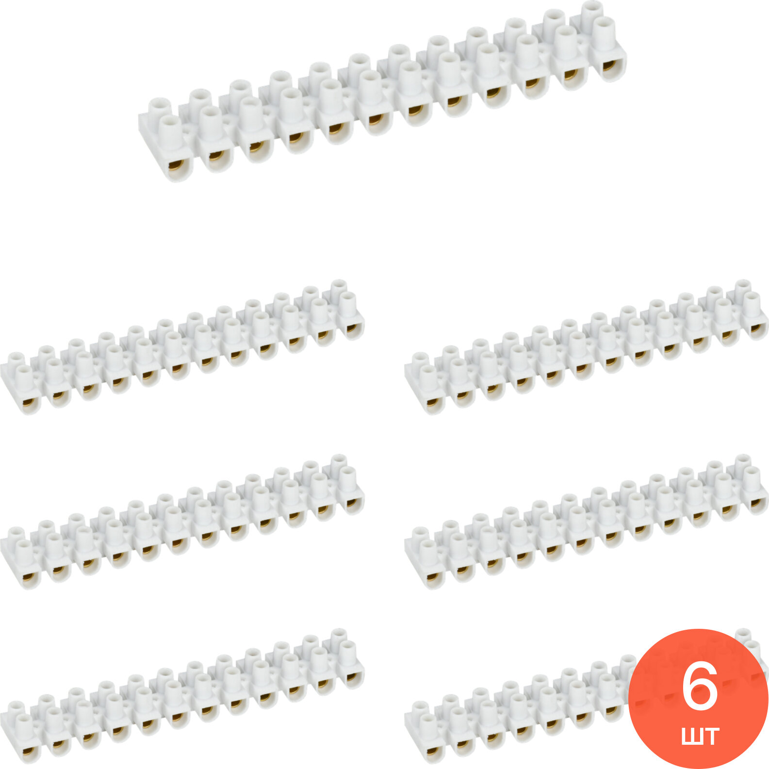 Клеммная колодка IEK / ИЭК ЗВИ-15 н/г винтовая, в корпусе из полистирола, белая, 12 полюсов, сечение 4-10мм2, 15А 400В / электрика (комплект из 6 шт)