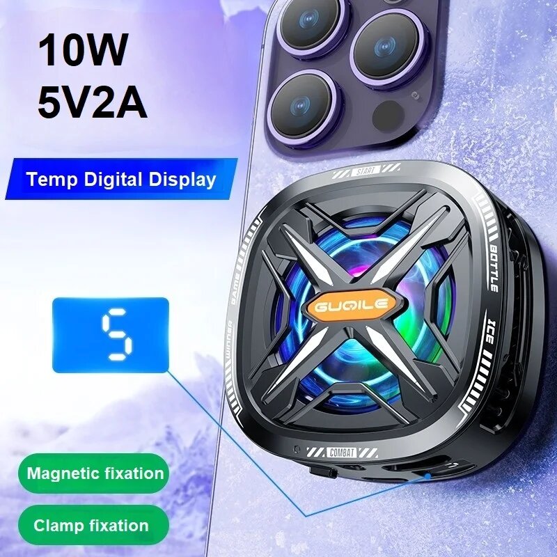 15 Вт Сильное охлаждение FS05 Полупроводниковый радиатор для мобильного телефона Вентилятор-кулер 10 Вт Цифровой дисплей Магнитный задний зажим 10w version