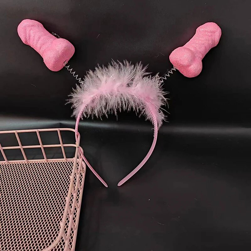 Красно-розовая повязка на голову с перьями Pink