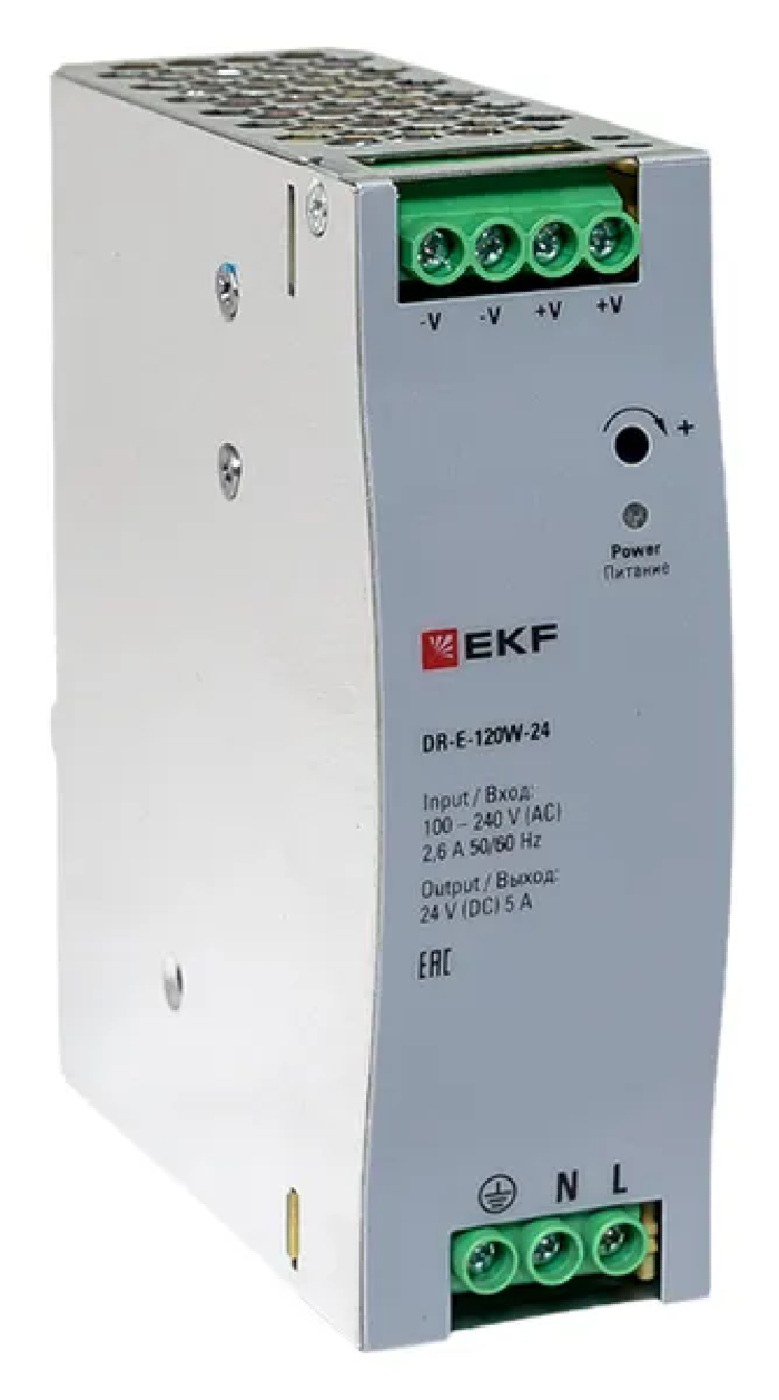 Блок питания EKF / ЕКФ PROxima, в металлическом корпусе, 120Вт, 240/24В, 5А IP20 / преобразователь напряжения