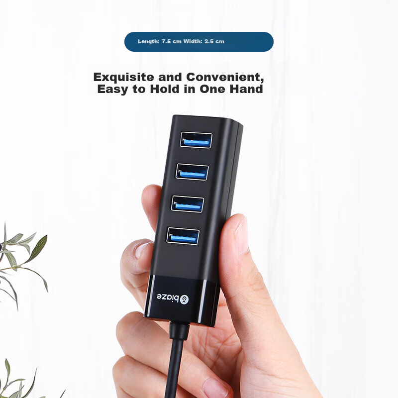 BIAZE USB3.0 1-in-4 Multiport Converter Hub for Charging, Mouse, Keyboard, USB Flash Drive, Compatible with Huawei MateBook 14, MateBook 13, Laptop