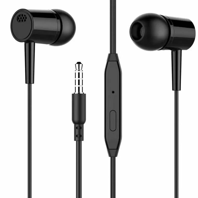 Проводные наушники In-ear силиконовые с микрофоном black