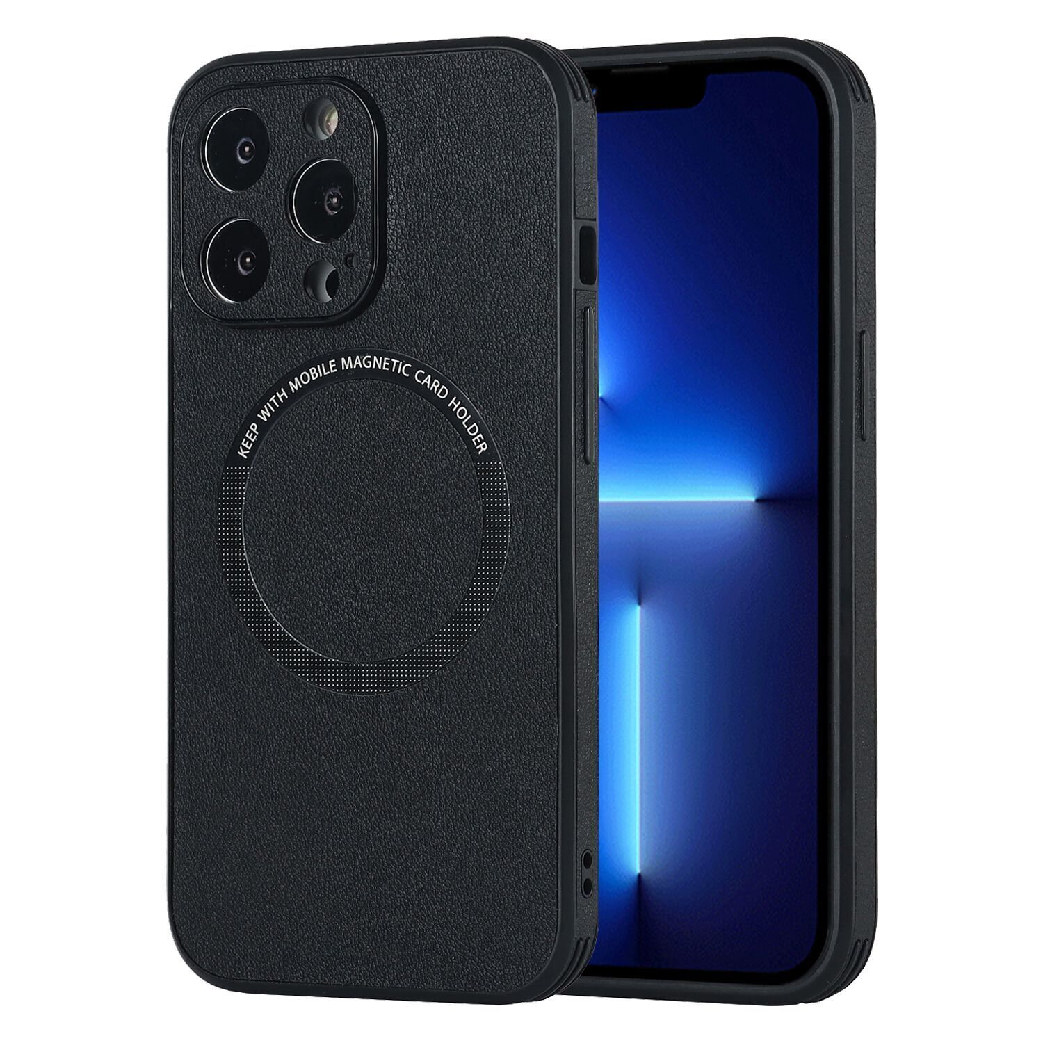 Чехол силиконовый для iPhone 14 Pro Max (6.7), Магнитный (MagSafe), экокожа, DU DU, черный