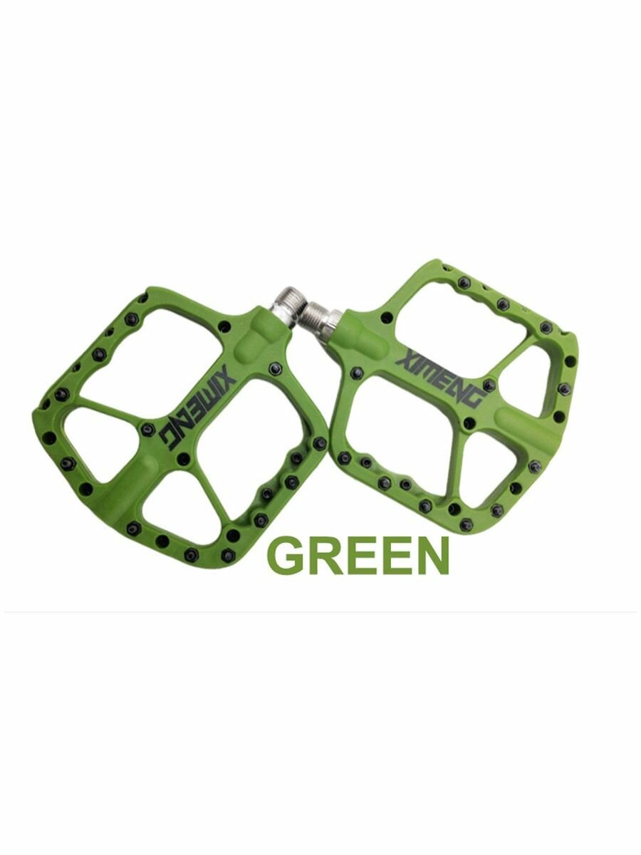 Велосипедные антискользящие педали, каждая из которых имеет 24 антискользящих винта, тройные подшипники, молибденовую стальную ось и нейлоновую педаль. Они имеют коричневый цвет.