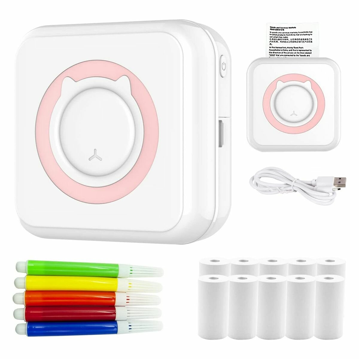 Портативный принтер для наклеек Mini C15 MyPads с Bluetooth - Розовый