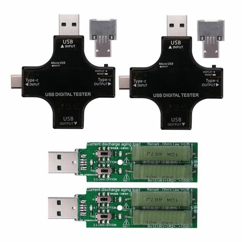 Набор тестеров USB C MyPads, 2 в 1 USB-тестер типа C с цветным экраном IPS