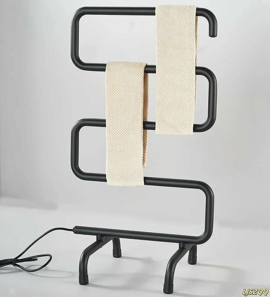 Полотенцесушитель Электрический/ 450х800/черный матовый/шнур с вилкой/S-образная/Полотенцесушитель напольный