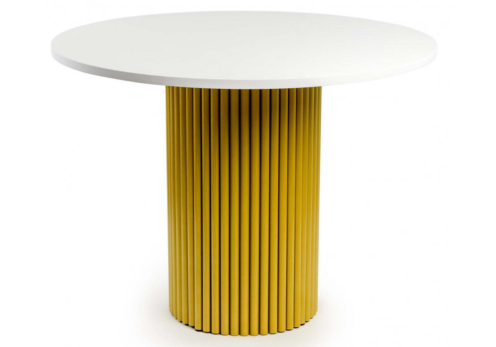 Стол деревянный Барел woodville белый, дерево и металл, круглая столешница