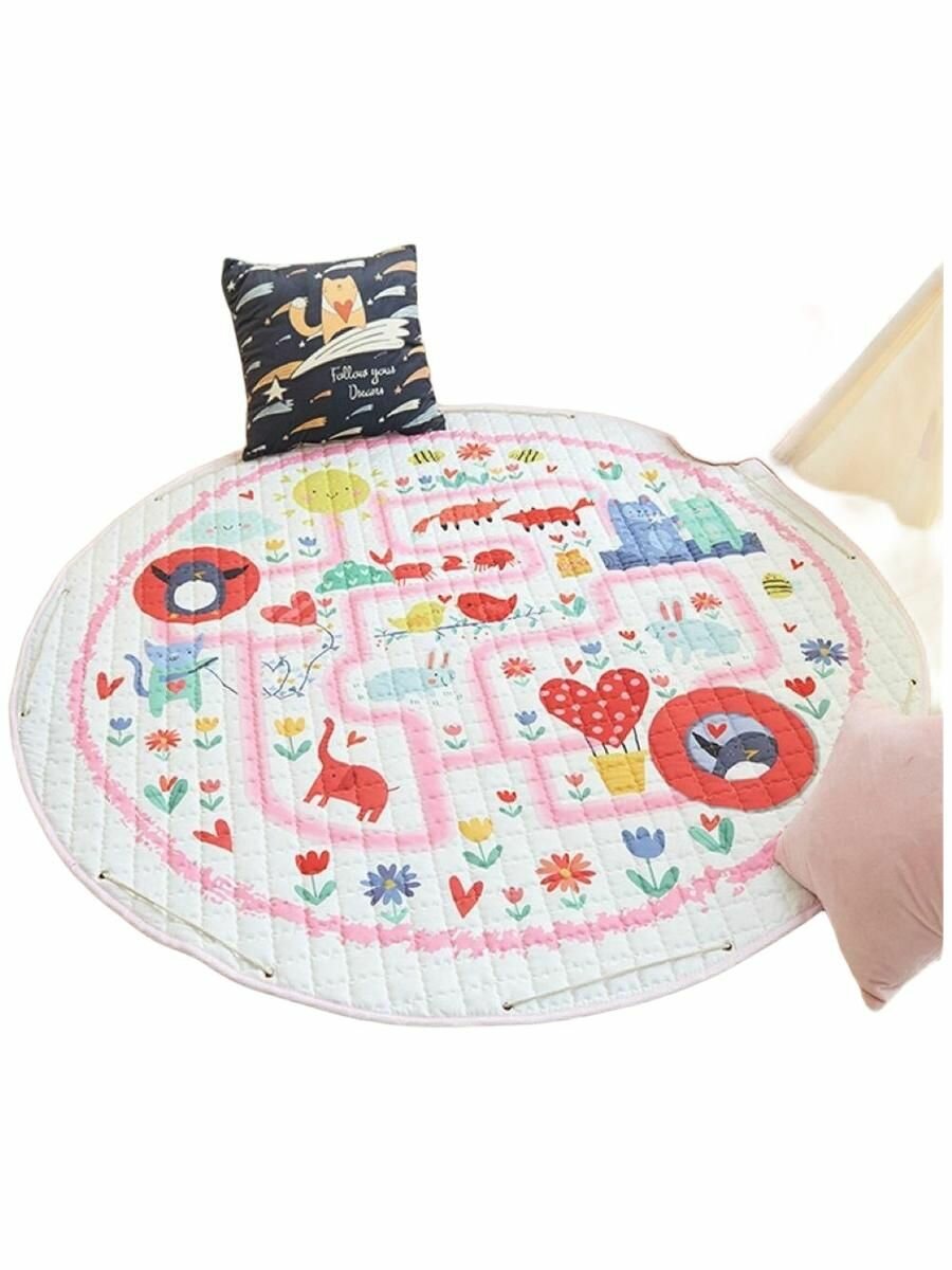 Детский коврик мешок для ползания малыша на пол "Розовый лабиринт'