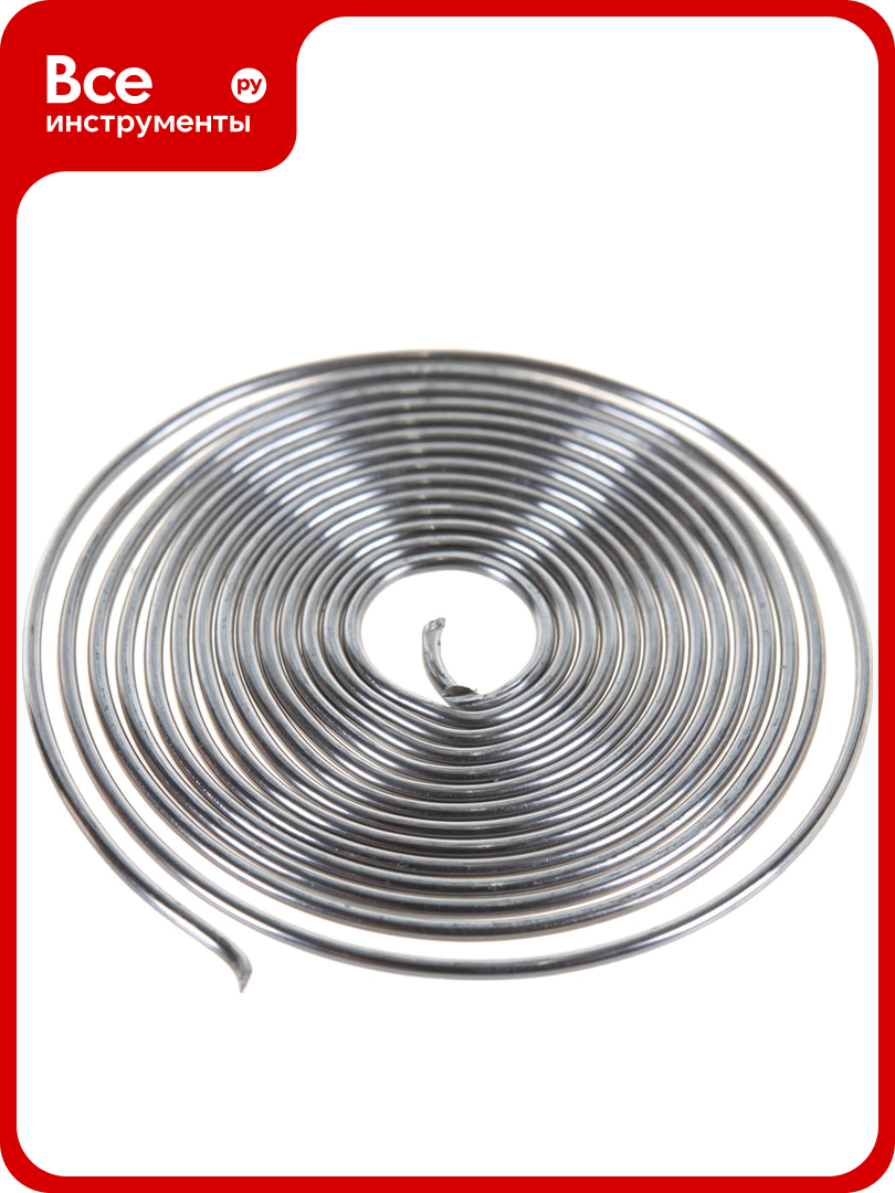 Припой REXANT с канифолью ПОС-61, 1 м, Ø1мм, (олово 61%, свинец 39%), спираль 09-3110