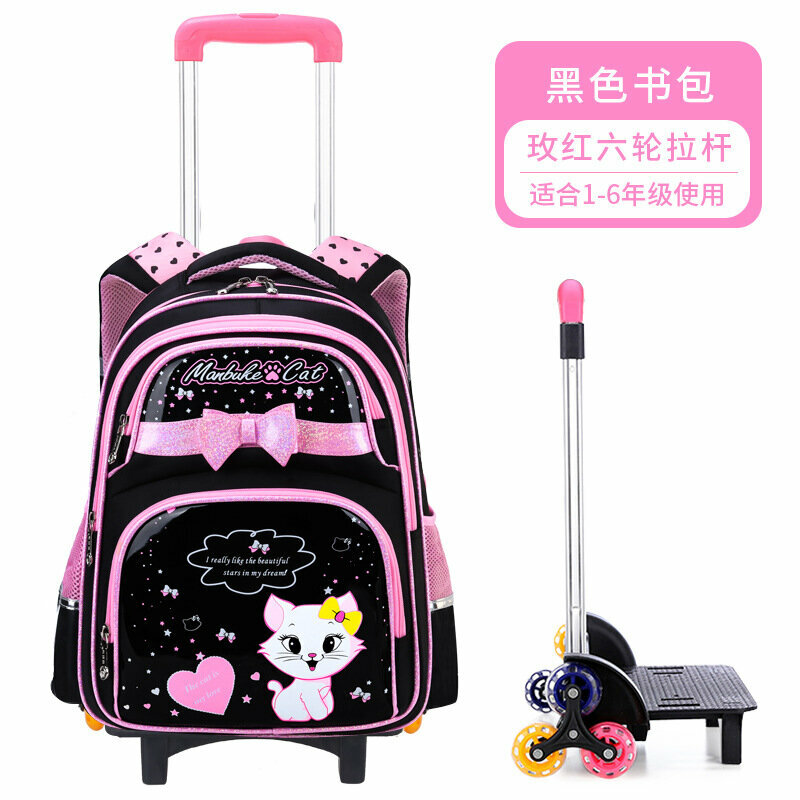 Сумка-тележка, для девочек, 6 колес, водонепроницаемая, 12 л