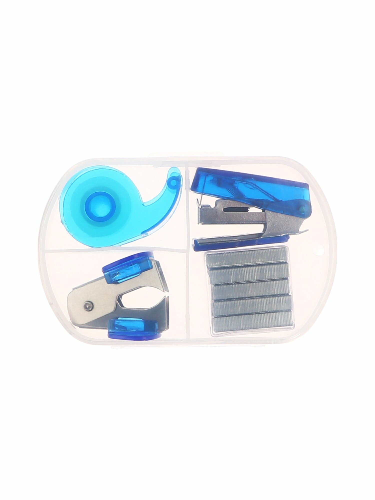 Степлер №10, набор 5 листов, скобы 500 шт, антистеплер, диспенсер с клейкой лентой 10 ммх2метра