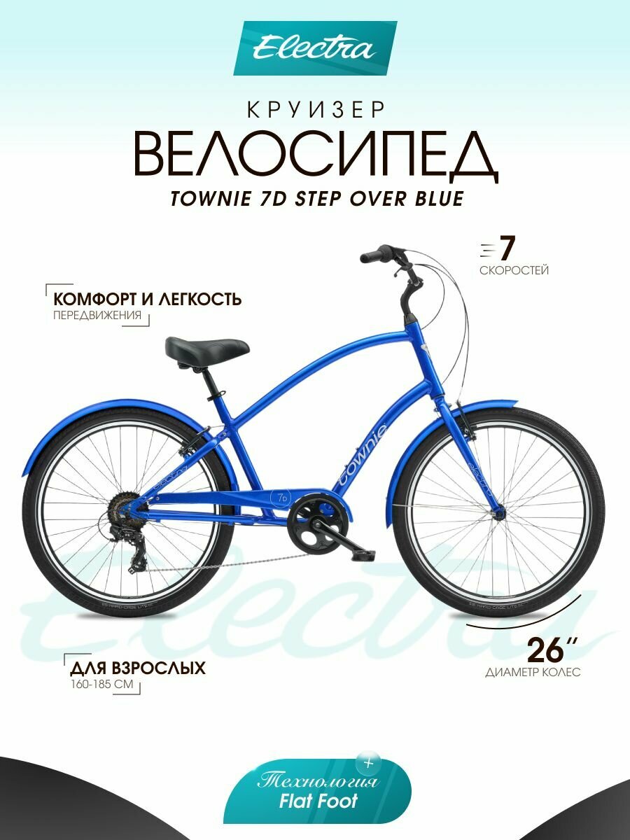 Велосипед городской круизер Townie 7D Step Over Blue