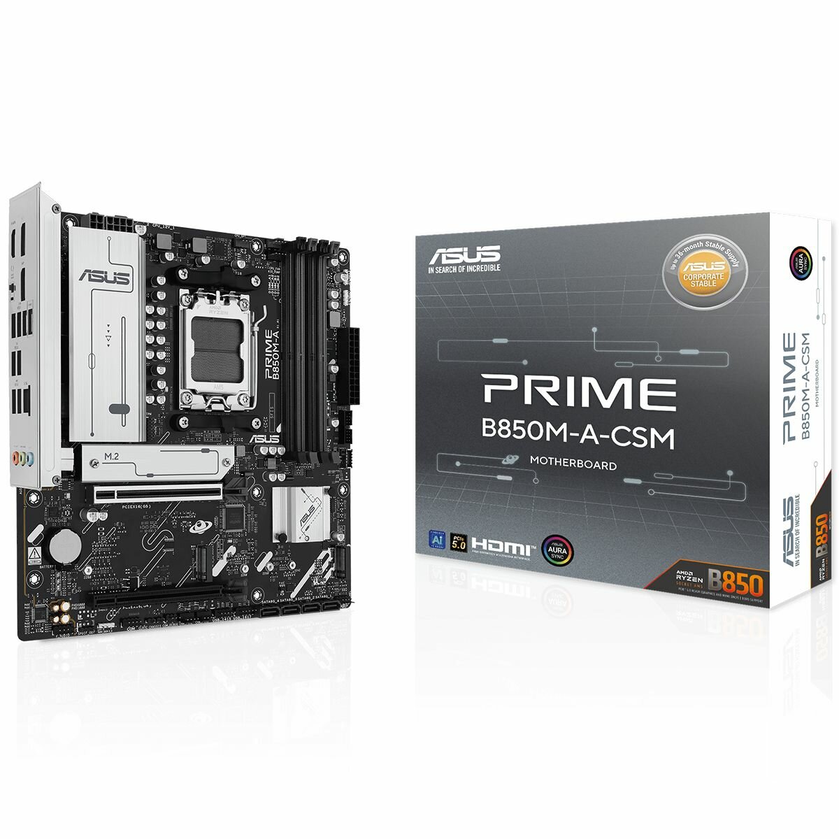 Материнская плата ASUS PRIME B850M-A-CSM, AM5, AMD B850, Micro-ATX, RTL (90MB1LQ0-M0EAYC)