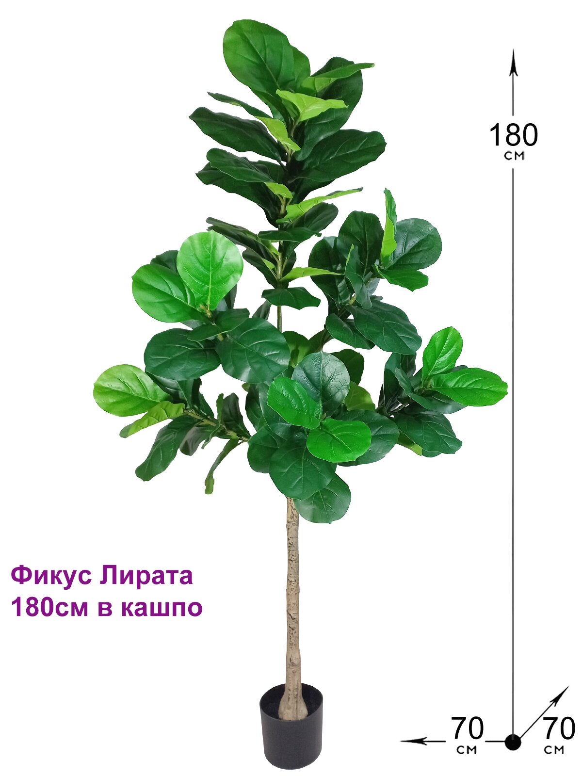 Фикус Лирата искусственный 180см в кашпо от ФитоПарк, стильный декор