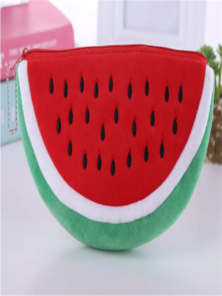 Фрукты, плюшевая игрушка - ключевая цепочка подарка плюшевая монетная кошелька Сумка кошелька, бледно-розовый, SKU02995