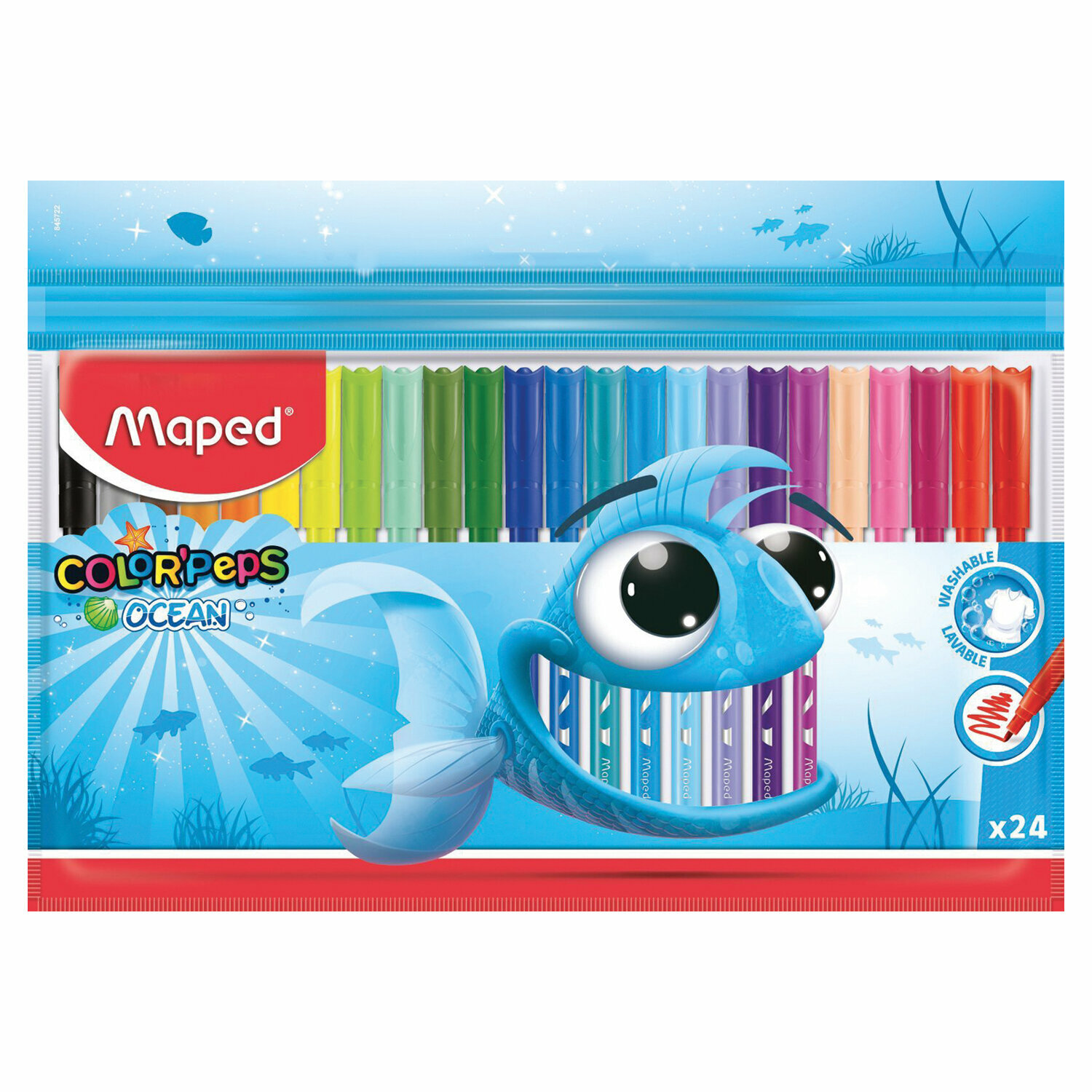Фломастеры MAPED (Франция) "Color'Peps Ocean", 24 цвета, смываемые, вентилируемый колпачок, 845722