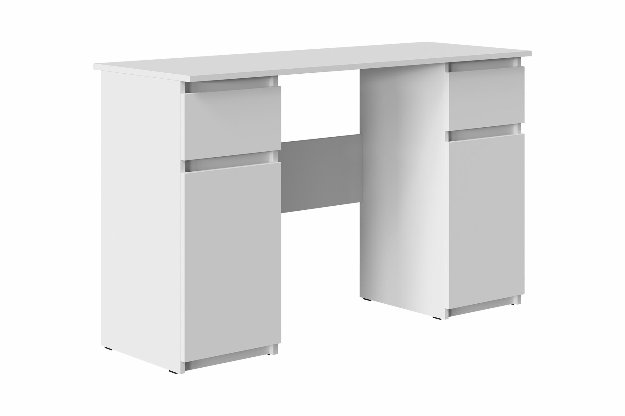 Стол письменный прямой Нонтон Бостон Лайт, 115x45x75 см, 2 ящика и 2 полки, белый гладкий