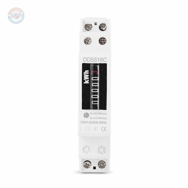 Счетчик электроэнергии на DIN-рейку 35 мм, аналоговый дисплей, максимальный ток 32А, надежный учет расхода электричества для дома и офиса