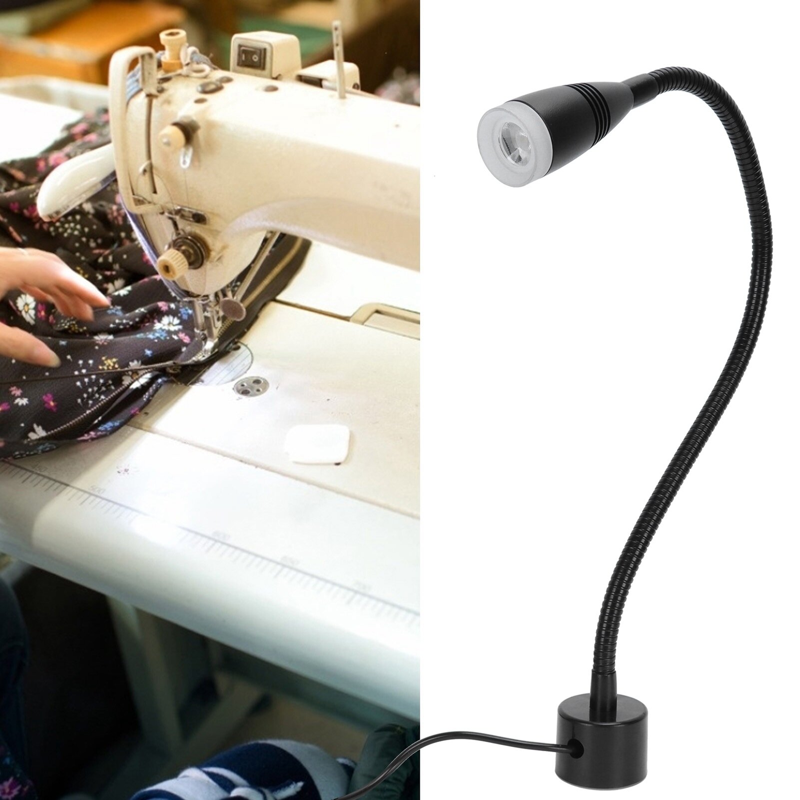 LED Universal Adjustable Machine Tool Lamp Sewing Magnetic Base Work LightUS Plug 110‑220V — фото 1
