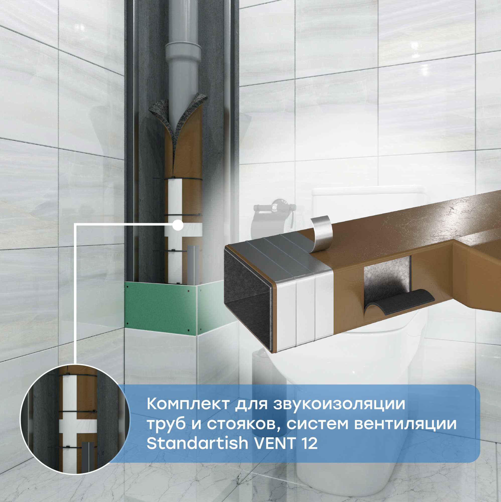 Звукоизоляция труб и вентиляции Standartish PLT Vent 12, комплект