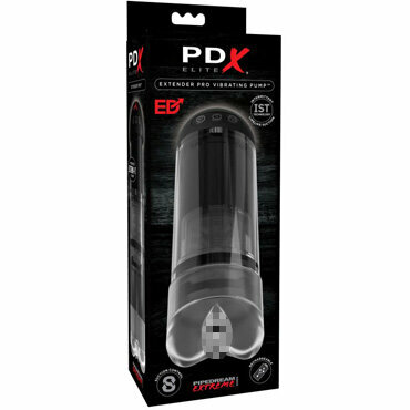 Pipedream PDX ELITE Extender Pro Vibrating Pump, прозрачная Вакуумная вибропомпа с отверстием в форме вагины