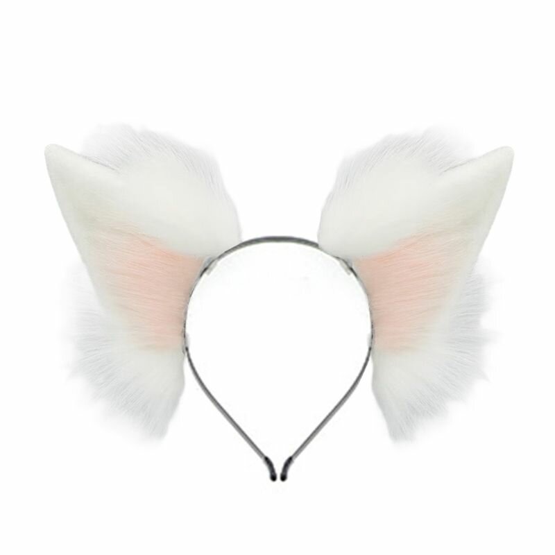 Хвост Оголовья Ручной работы Fox Niang Beast Ear Headband-Белый Порошок Из Лисьих Ушей