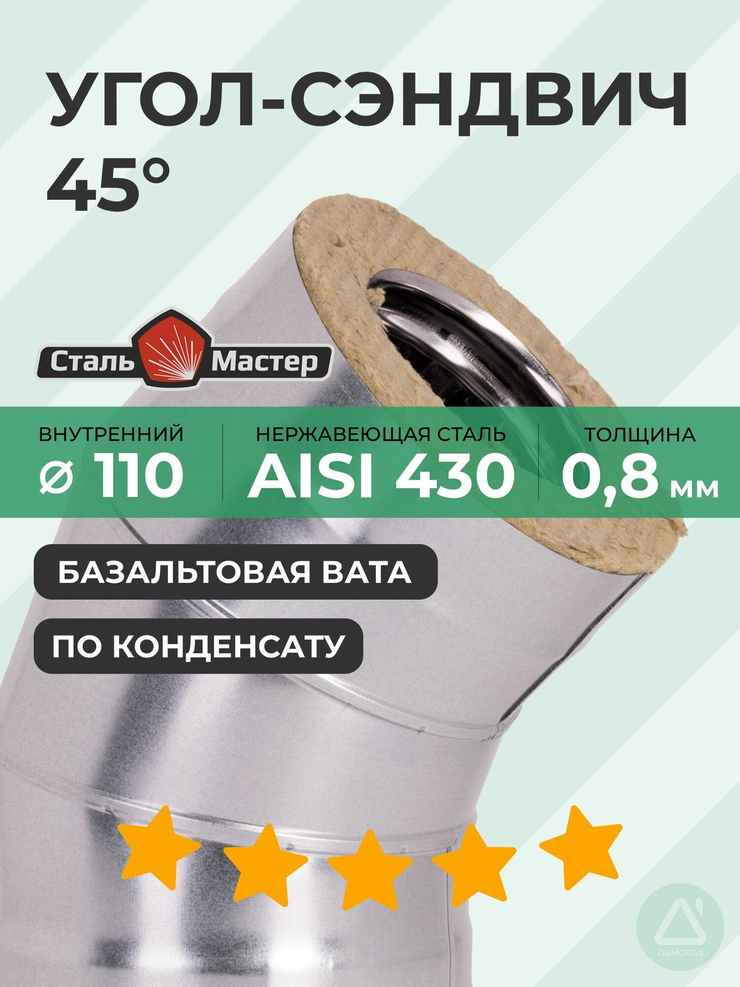 Угол-сэндвич К 110 / 200 45 нерж 0,8 мм / оц