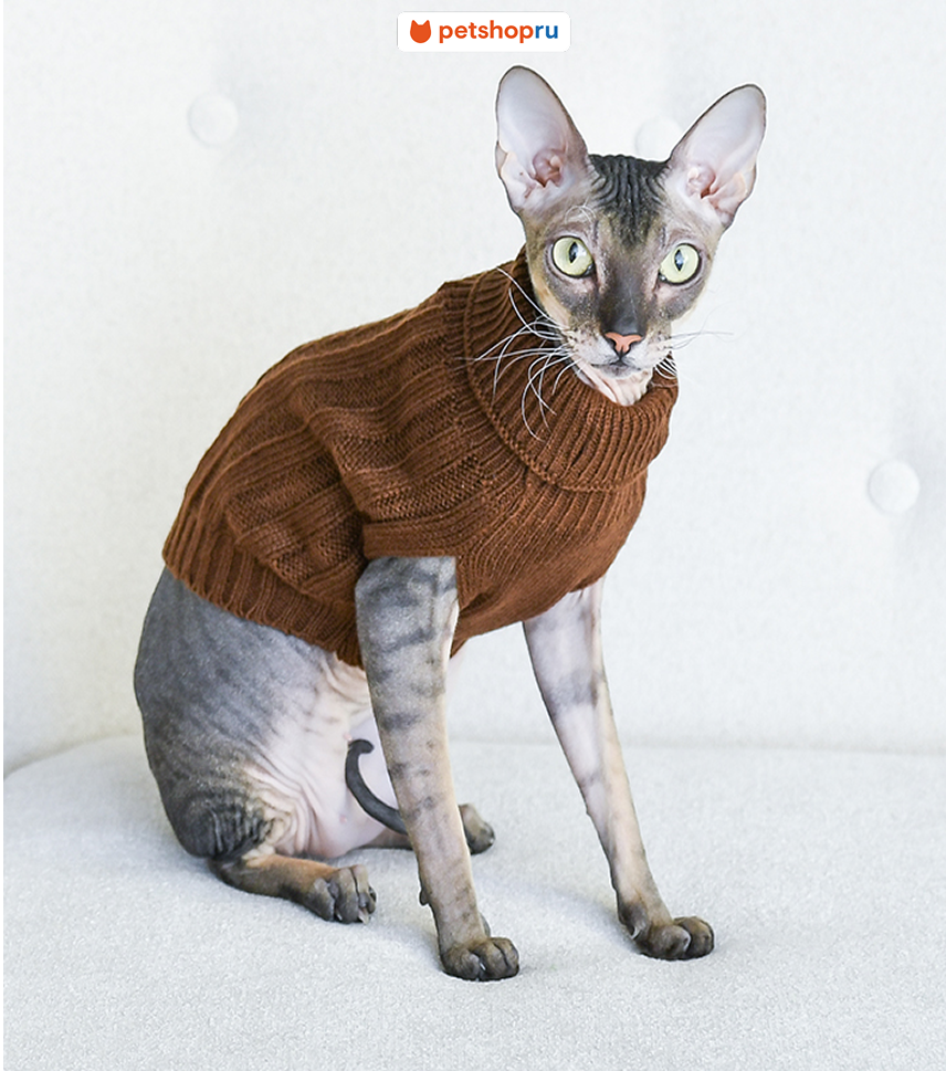 Lelap одежда Свитер для кошек и собак "Libre" коричневый, размер L, спинка 35 см