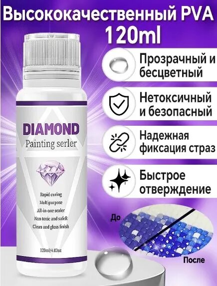 Клей гель фиксатор для алмазной мозаики 120 мл