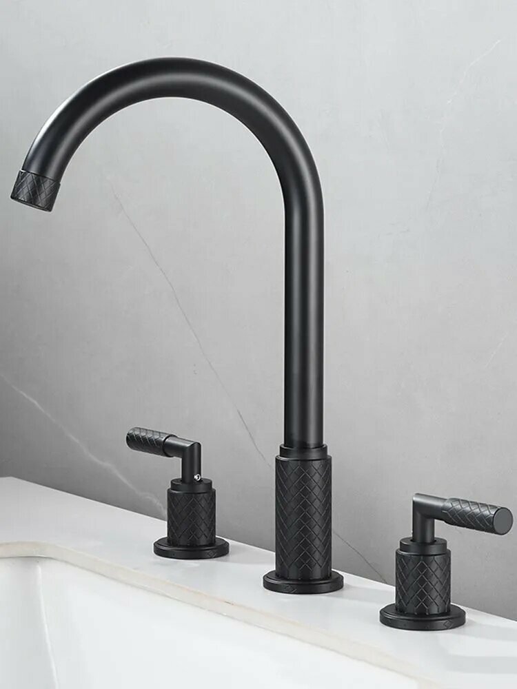 Смеситель для раковины на 3 отверстия, одно отверстие, двойная ручка, латунь, горячая и холодная вода, кран для ванной комнаты