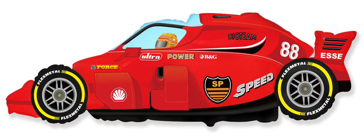 Шар воздушный Flexmetal фольгированный 36", 91 см Фигура, Гоночный автомобиль Формула 1, красный