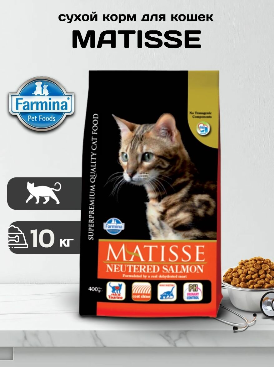 Сухой корм для стерилизованных кошек Farmina Matisse Neutered (Лосось) - 10 кг