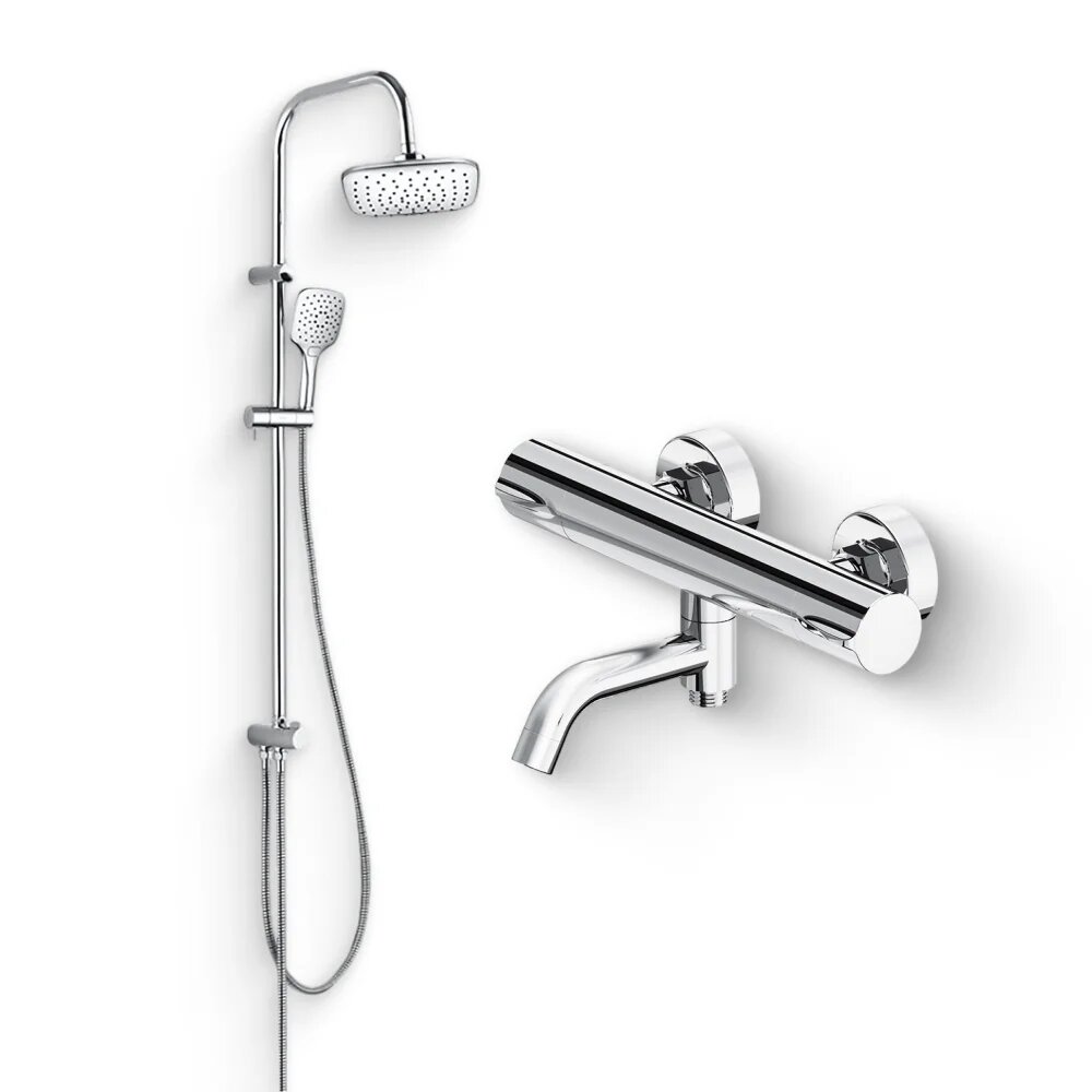 Душевой комплект Термостат Damixa Scandinavian Pure 363000000, для ванны с душем, хром / Стойка Eclipse 931000000, хром