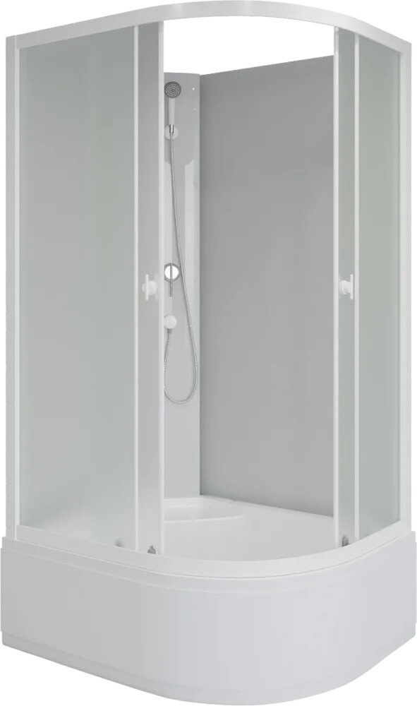 Душевая кабина Niagara Promo P90/80/40L/MT/BK стеклянная, 90x80, высокий поддон, открытая (без крыши), с матовым стеклом, без гидромассажа с белым профилем
