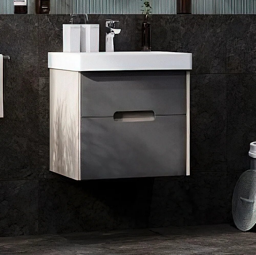 Тумба под раковину без столешницы AQUATON Оливия 55 грей/дуб ойстер