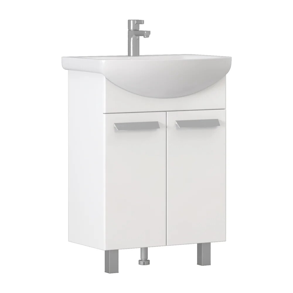 Тумба с раковиной Vigo Hoska 60 напольная, 61, 5 см, белая, полукруглая, в современном стиле, из фаянса