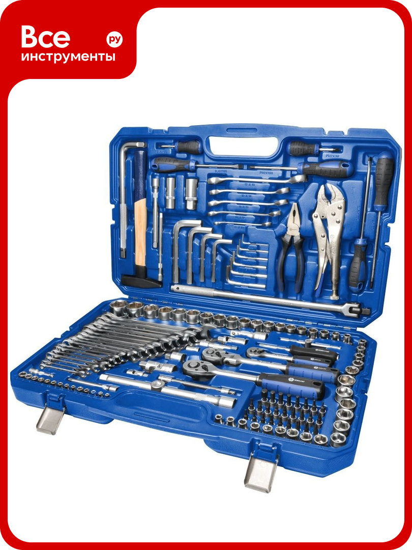 Набор инструмента универсальный кобальт 1/4, 3/8 и 1/2, 143 предмета, кейс 919-685, большого количества