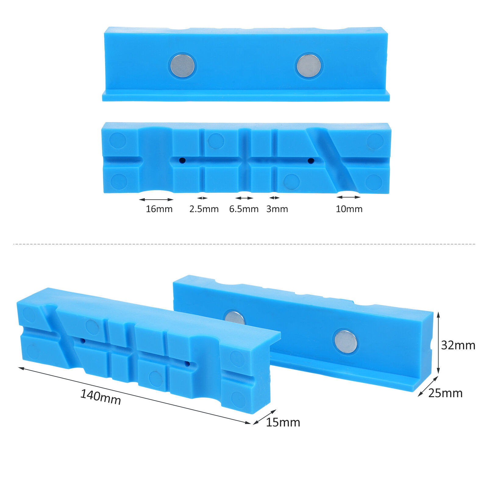 2 шт. магнитной защитной полосы для губок тисков, противоскользящие накладки для губок тисков, мягкие губки для верстачных тисков, сильномагнитные накладки для губок тисков, многоканавочные и текстурированные вставки, дл