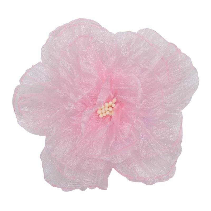 Винтаж кружева цветок органзы-выжигание края цветок ткань ремесло свадебное платье украшение DIY платье декор органза-цветок, Розовый