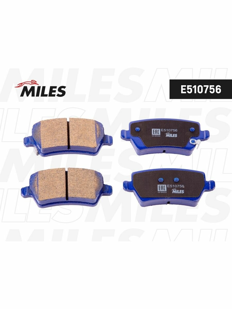 Колодки тормозные дисковые задние MILES E510756 для CHERY Tiggo, Exeed, JAC J7, OMODA S5