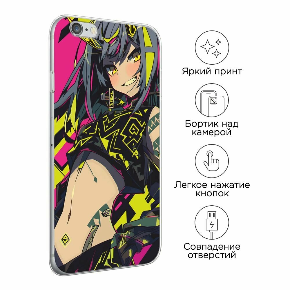 Чехол на Apple iPhone 6 / Айфон 6 с принтом "Девушка в кибер костюме" — фото 1