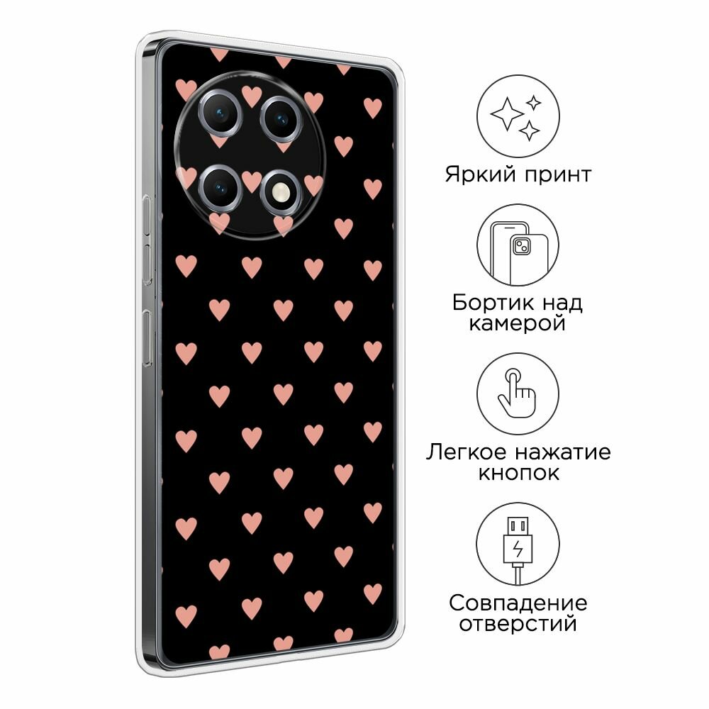 Чехол на Tecno Camon 30S / Текно Камон 30S с принтом "Розовые сердечки" — фото 1